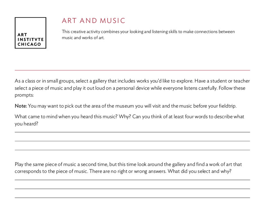 Student Activity: Art and Music | The Art Institute of Chicago