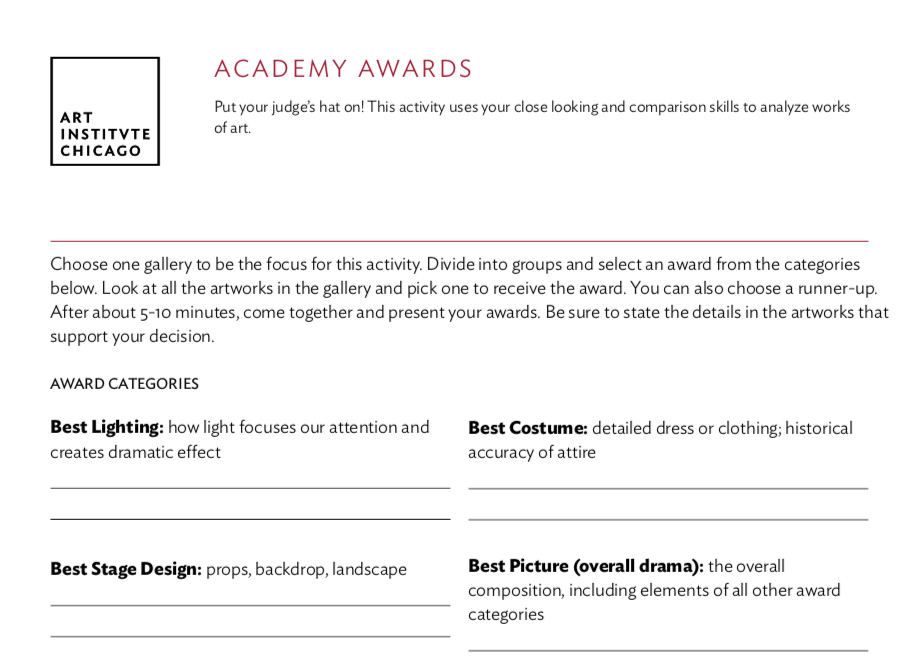 Student Activity: Academy Awards | The Art Institute of Chicago