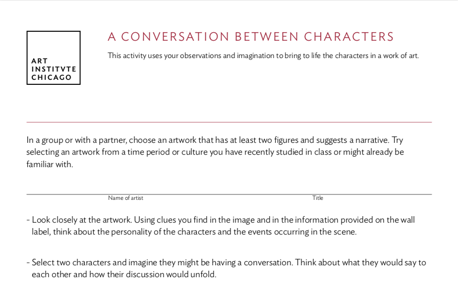 Student Activity: A Conversation between Characters | The Art Institute ...